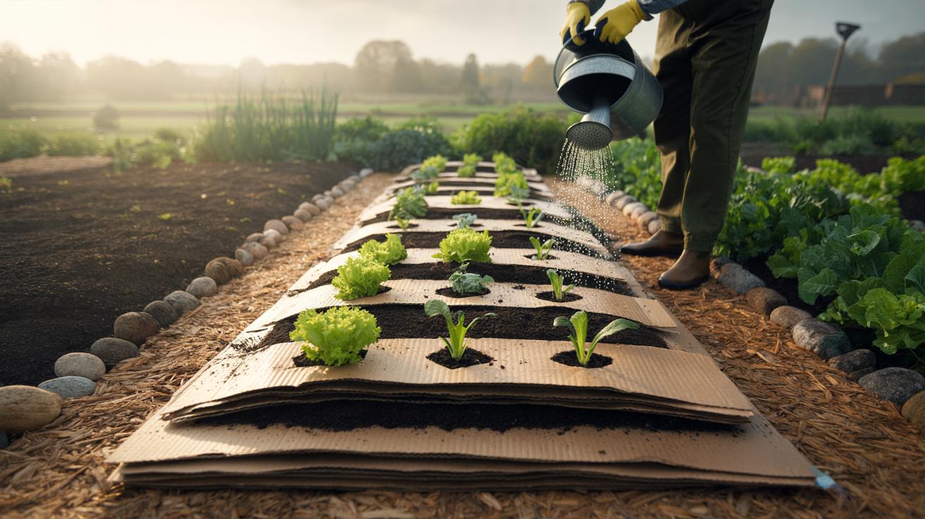 Cardboard garden barrier blocks weeds: how layering saves hours of work ...