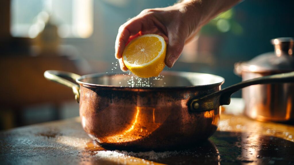 The lemon half + salt scrub that shines copper pots : how natural acid ...