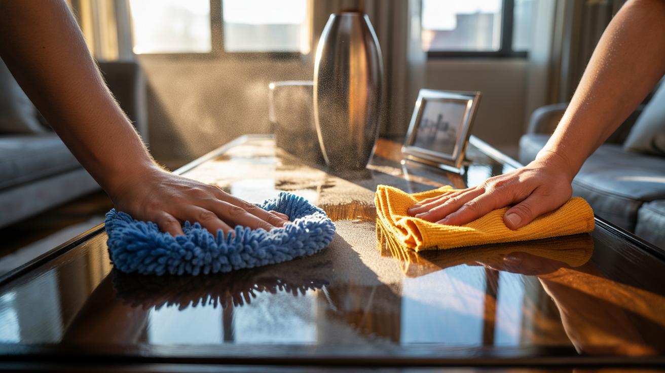 Two-cloth dusting speeds cleaning: how one captures grime and the other ...